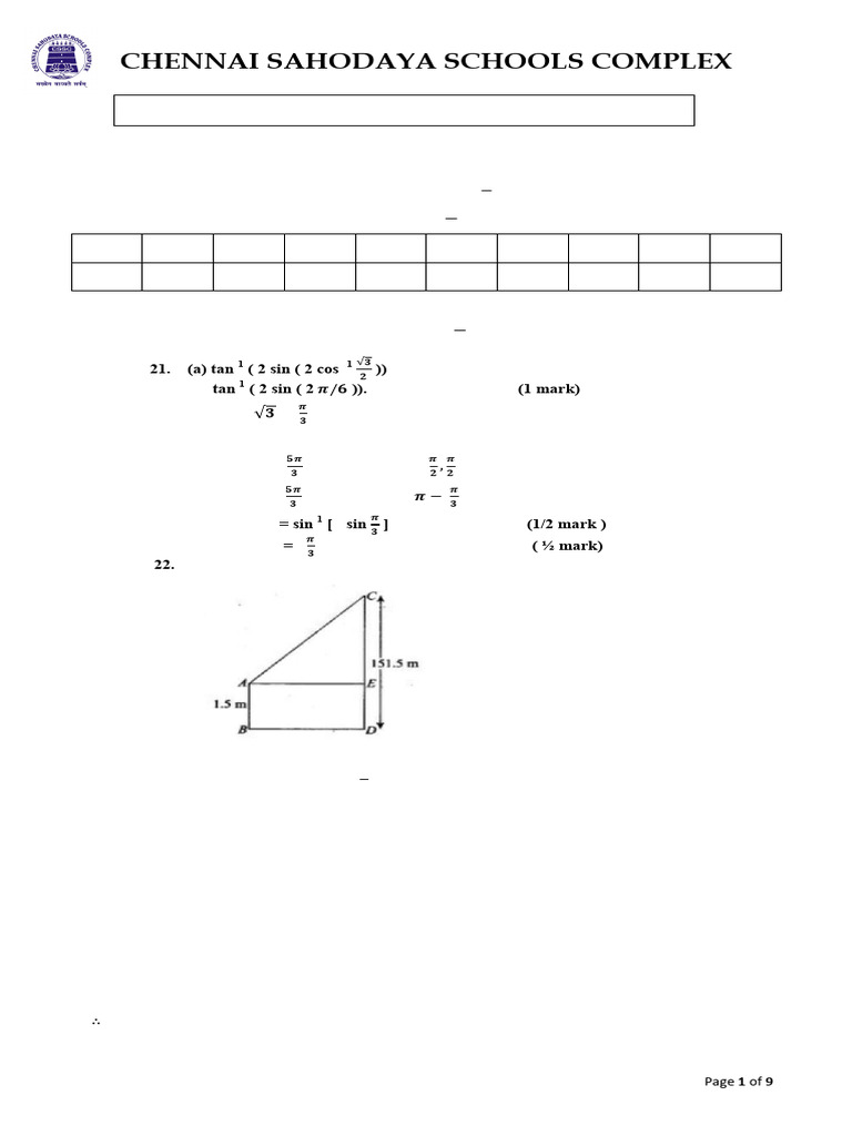 Ms-Mathematics-12-Common Exam - Set1 | PDF | Odds | Euclidean Geometry