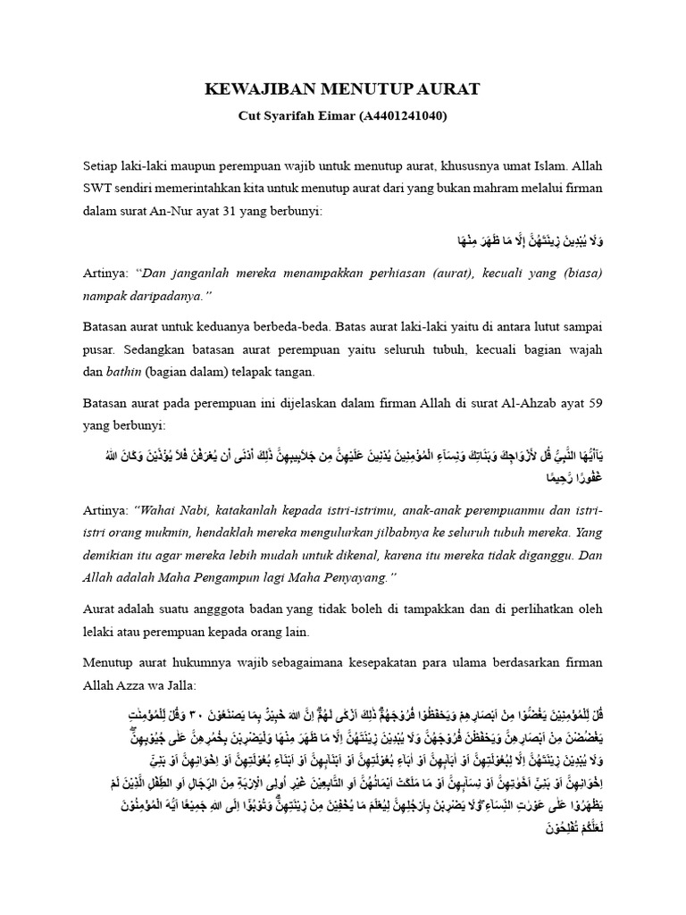 Kewajiban Menutup Aurat | PDF
