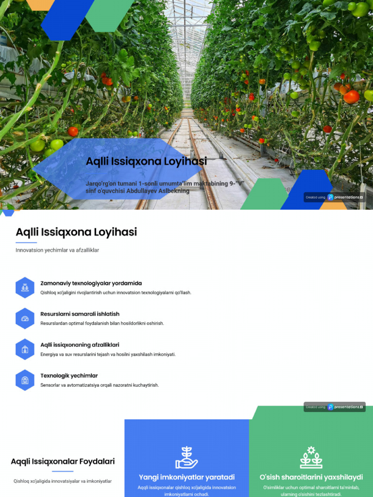 Aqqli issiqxona loyihasi | PDF