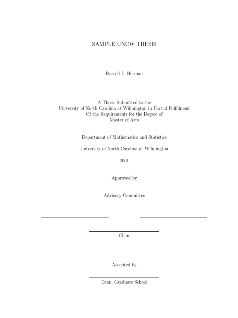 SAMPLE UNCW THESIS | PDF | Complex Analysis | Thesis