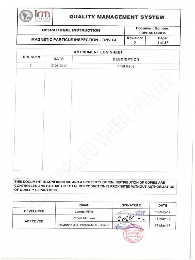 I-OPE-NDT-I-003b Magnetic Particle Inspection DNVGL - Rev. 0 | PDF