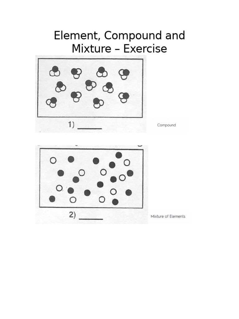 Element, Compound and Mixture – Exercise MS | PDF