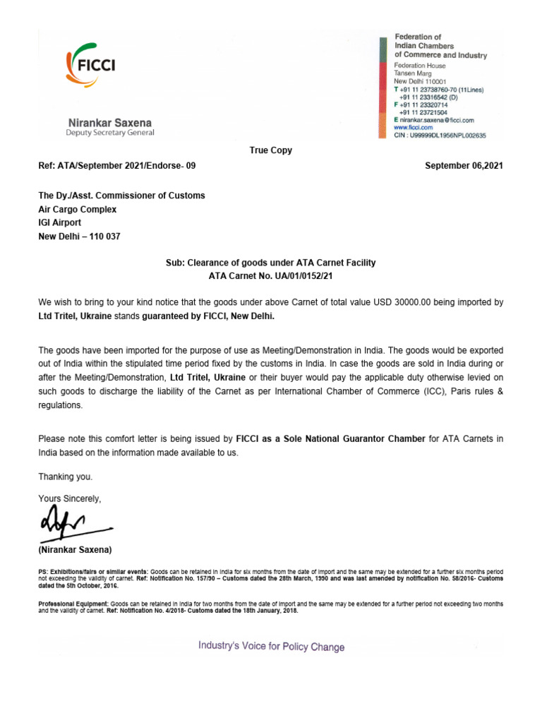 FICCI ATA Carnet Customs Guidelines | PDF
