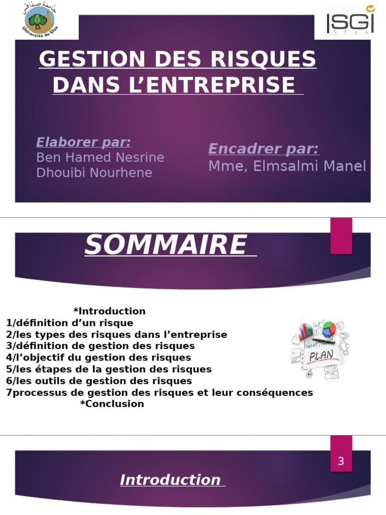 Gestion Des Risques Dans L'Entreprise: Elaborer Par | PDF | Risque | Gestion des risques