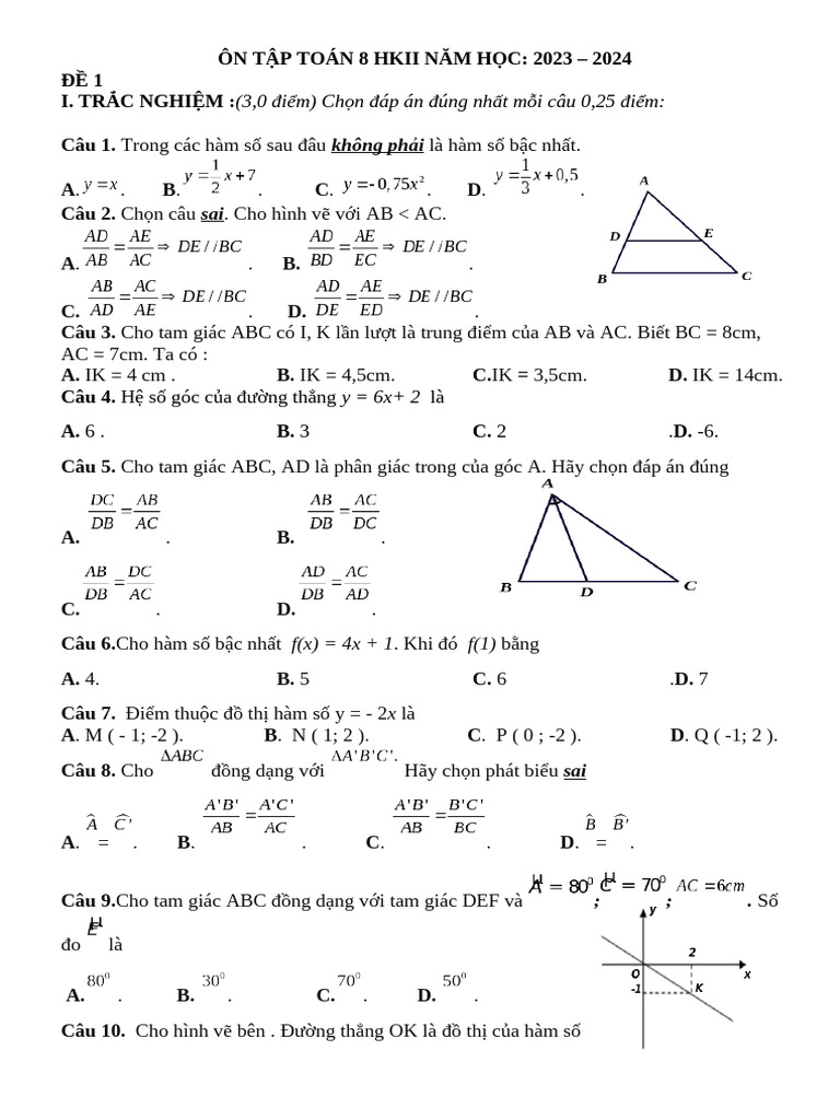 TỔNG HỢP 5 ĐỀ ÔN TẬP TOÁN 8 HKII 2023-2024 | PDF