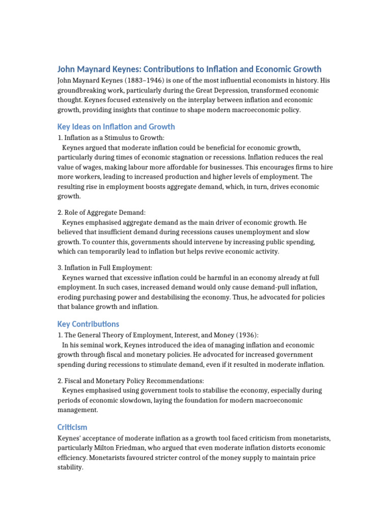 John Maynard Keynes Inflation and Growth | PDF | Inflation | John ...