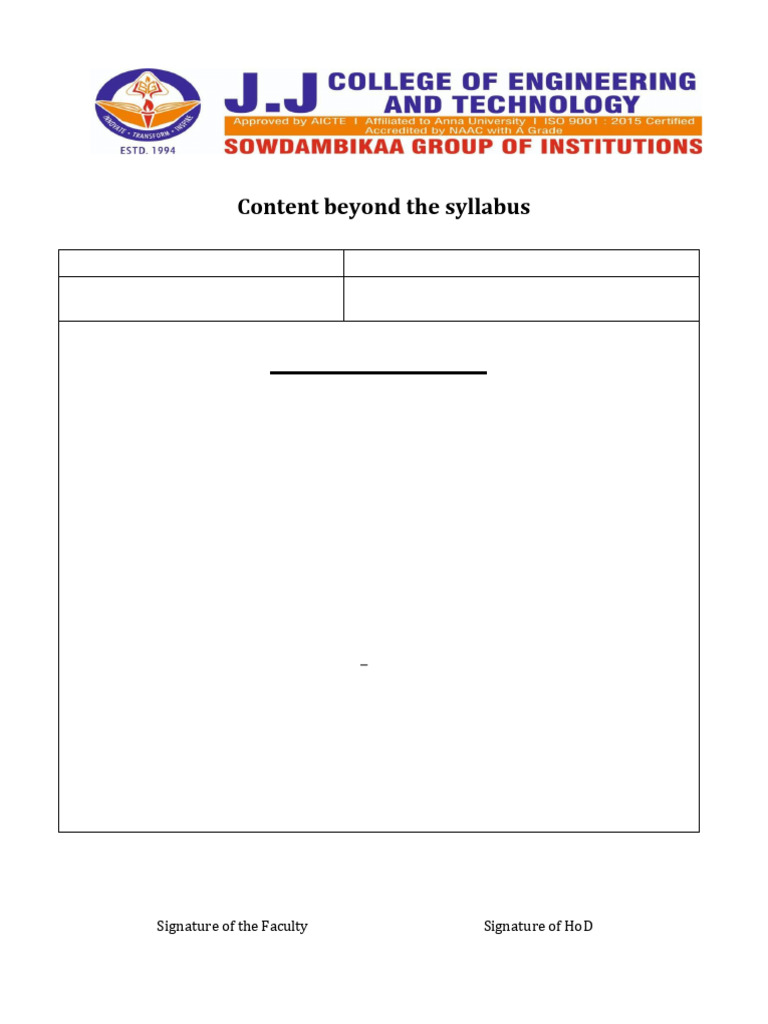 VII SEM Content Beyond Syllabus | PDF