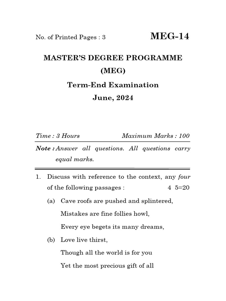 MEG 14 Previous Q Papers | PDF