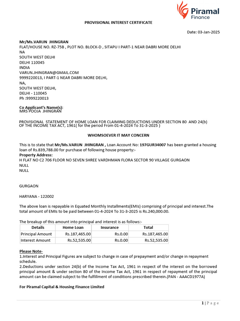 Home Loan Interest | PDF