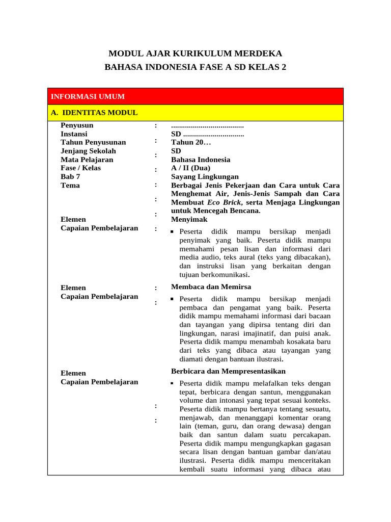 Modul Ajar Bi Bab 7 | PDF