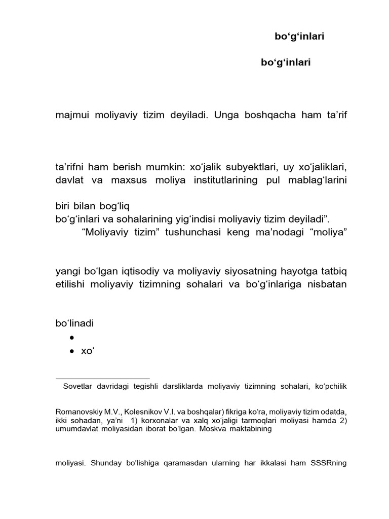 3-Mavzu. MM Moliyaviy Tizimi Va Uning Bo G Inlari | PDF