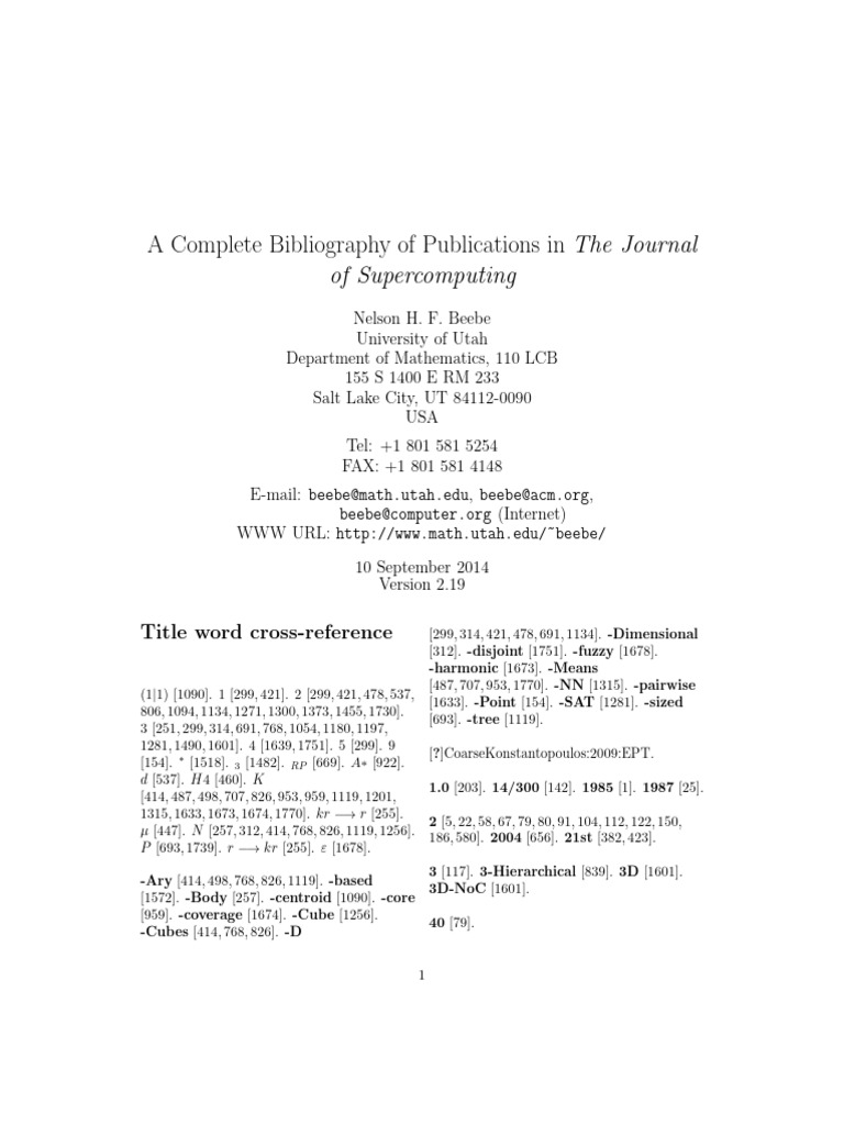 A Complete Bibliography of Publications In: The Journal of ...
