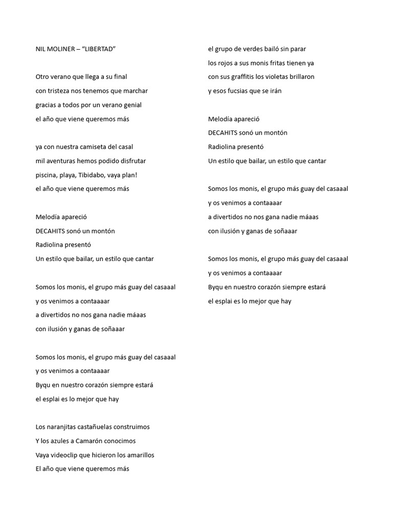 Cancion Monis Bien | PDF