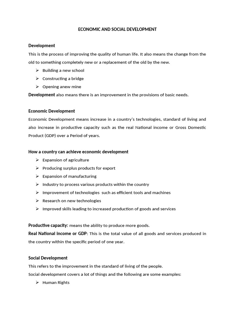 Economic and Social Development-1 | PDF | Capital (Economics) | Poverty