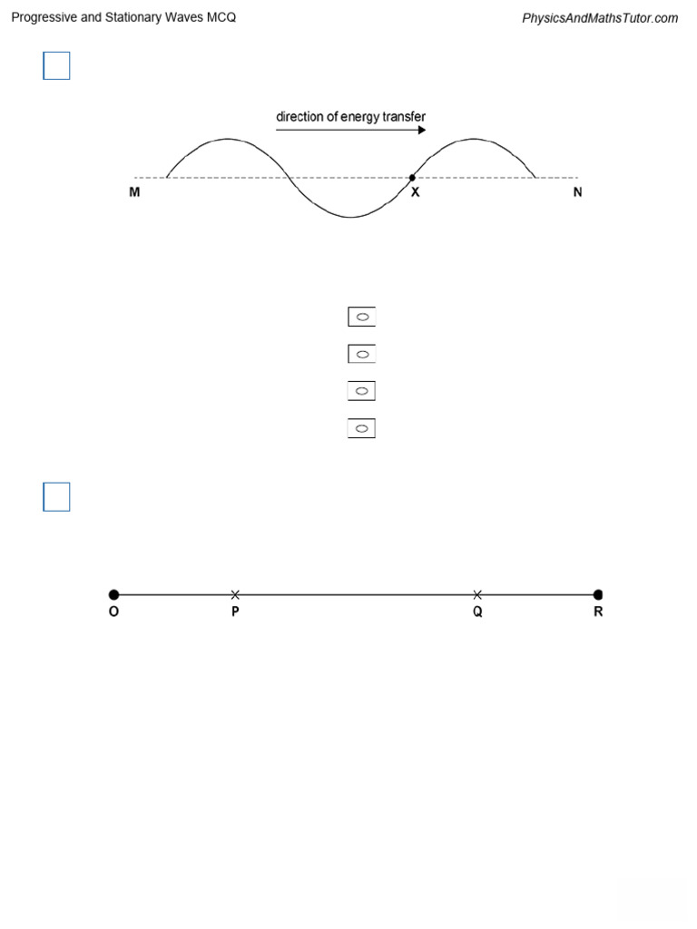 3.1. Progressive and Stationary Waves MCQ QP | PDF | Waves | Frequency