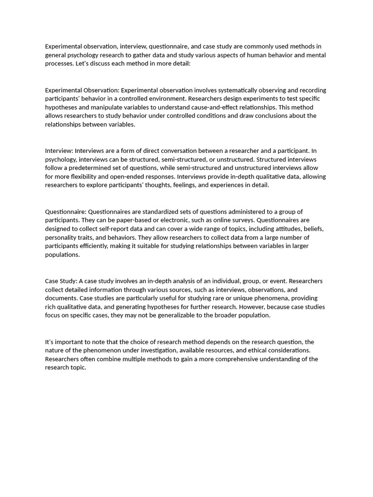 Methods in Psychology | PDF