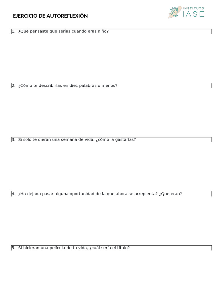 Ejercicio de Autoreflexion | PDF