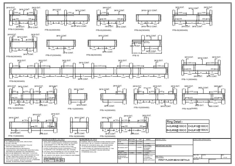 Ground Floor Roof Beam Details | PDF | Civil Engineering | Building ...