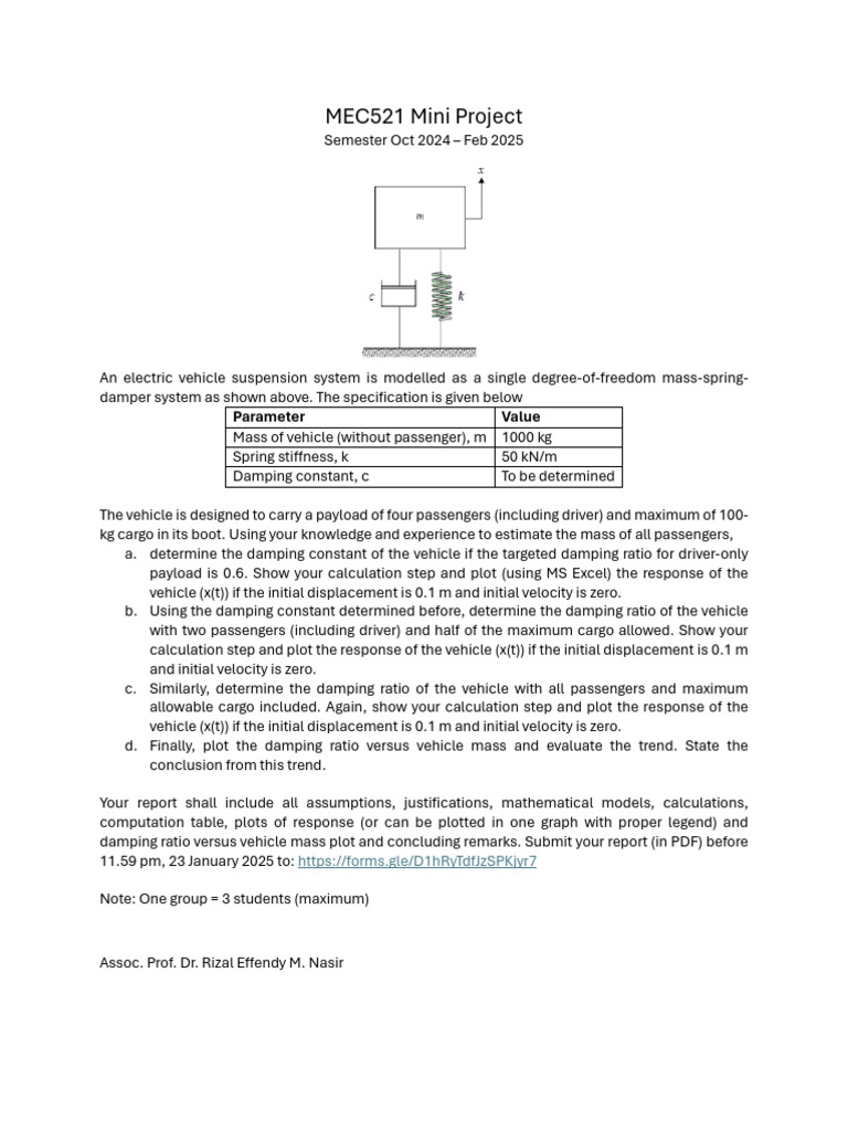 Electric Vehicle Suspension Analysis | PDF