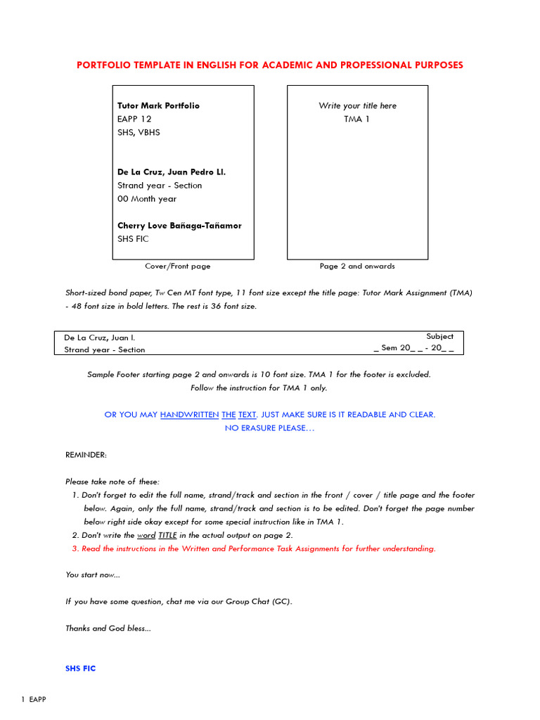 1-Portfolio_EAPP | PDF | Rubric (Academic) | Reading Comprehension