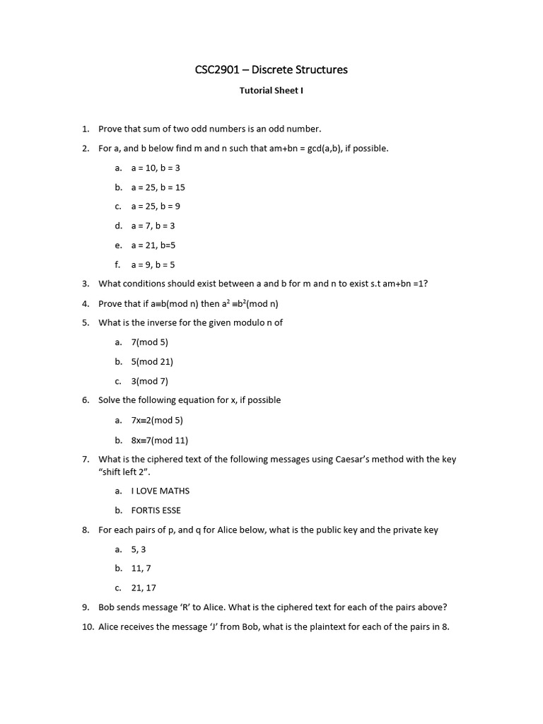 CSC2901-2018 Tutorial 1 | PDF