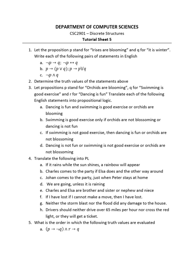 CSC2901 Tutorial5 2021 | PDF