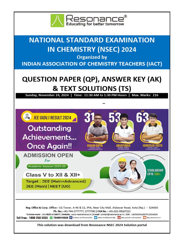 NSEC Paper Code 34 v2 | PDF | Silver | Acid