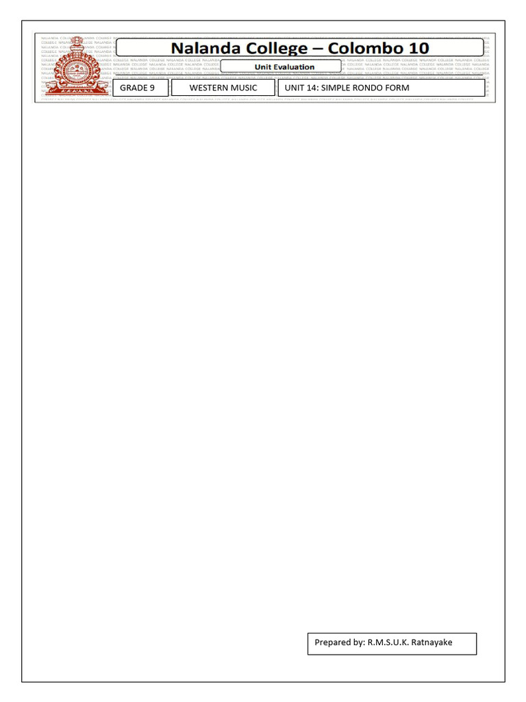 G9 Ut 14 Simple Rondo Form | PDF