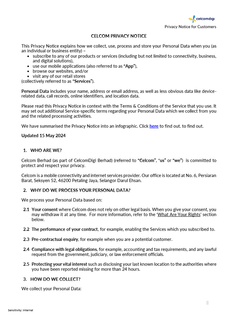 6711d56afec81dd3a8ebbbef - Celcom Privacy Notice 181024 | PDF | Credit Card | Privacy