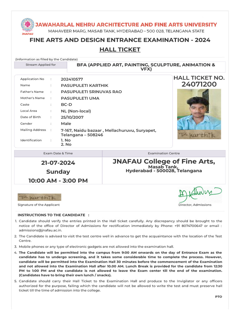 Hall Ticket | PDF