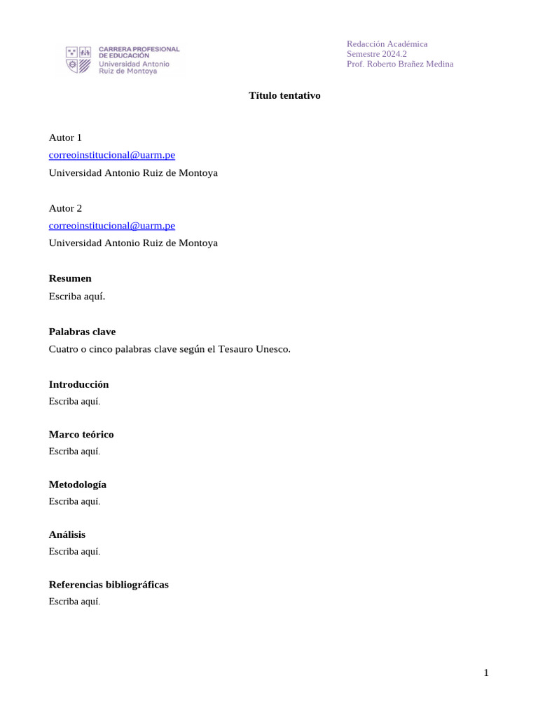 RA. E6. Artículo Académico (Formato) | PDF | Bibliografía