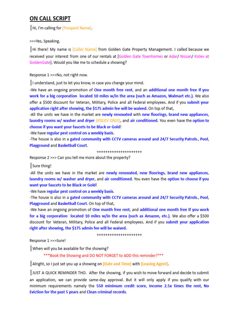 Prospecting Script | PDF | Renting | Landlord