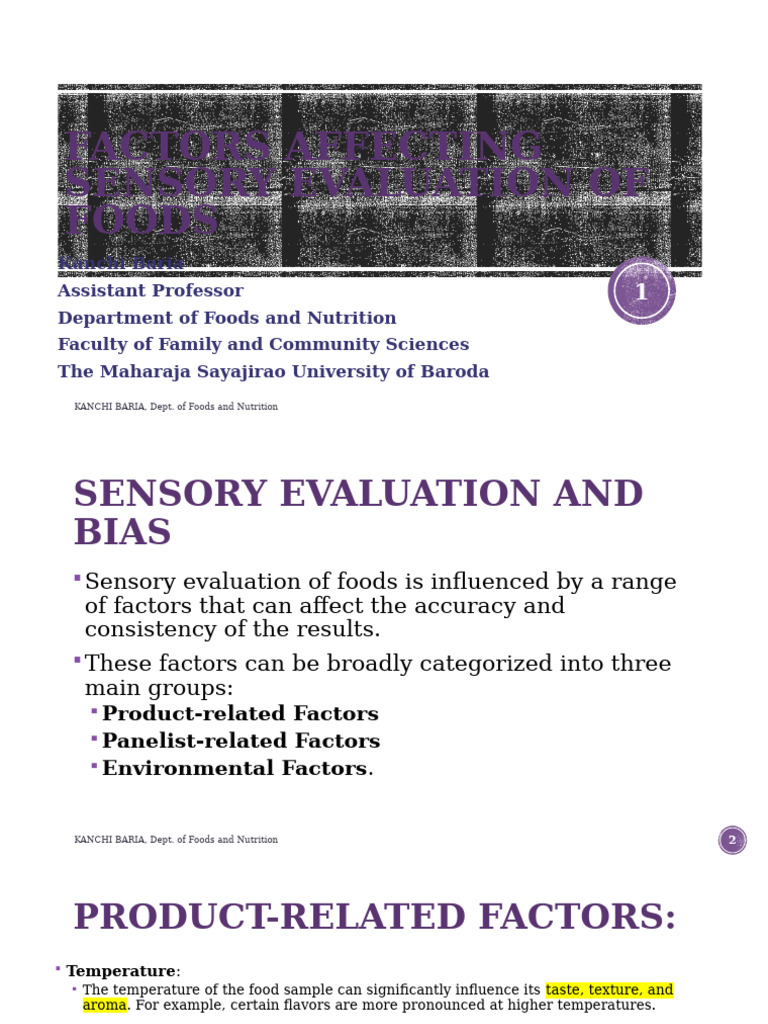 SY 2024 Factors Affecting | PDF | Taste | Odor