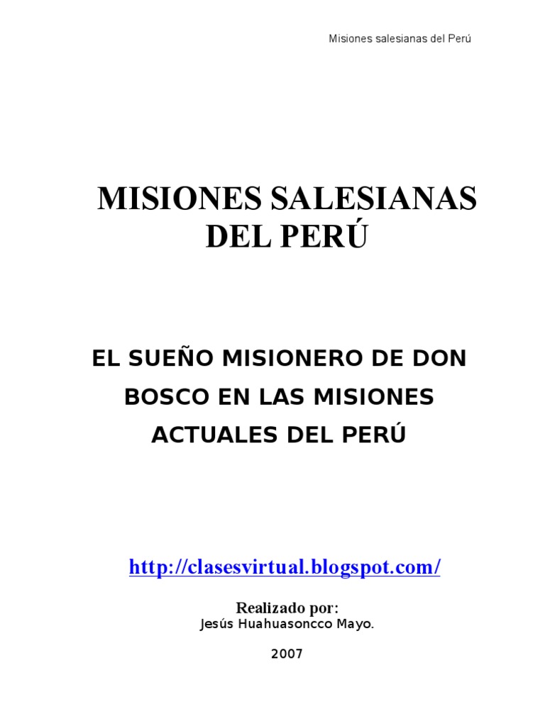 Misiones Salesianas en Perú | PDF | Misionero | Perú