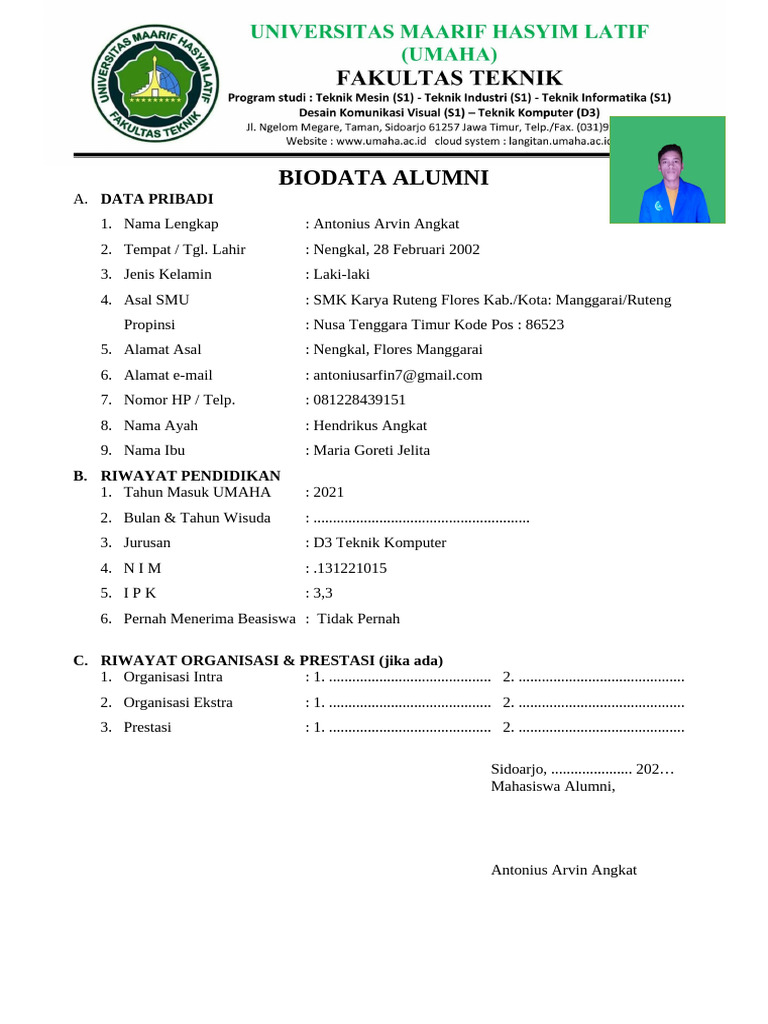 Biodata Alumni | PDF