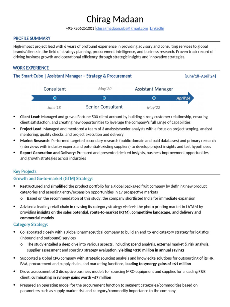 Resume - Chirag Madaan (September 2024) | PDF | Business | Economies