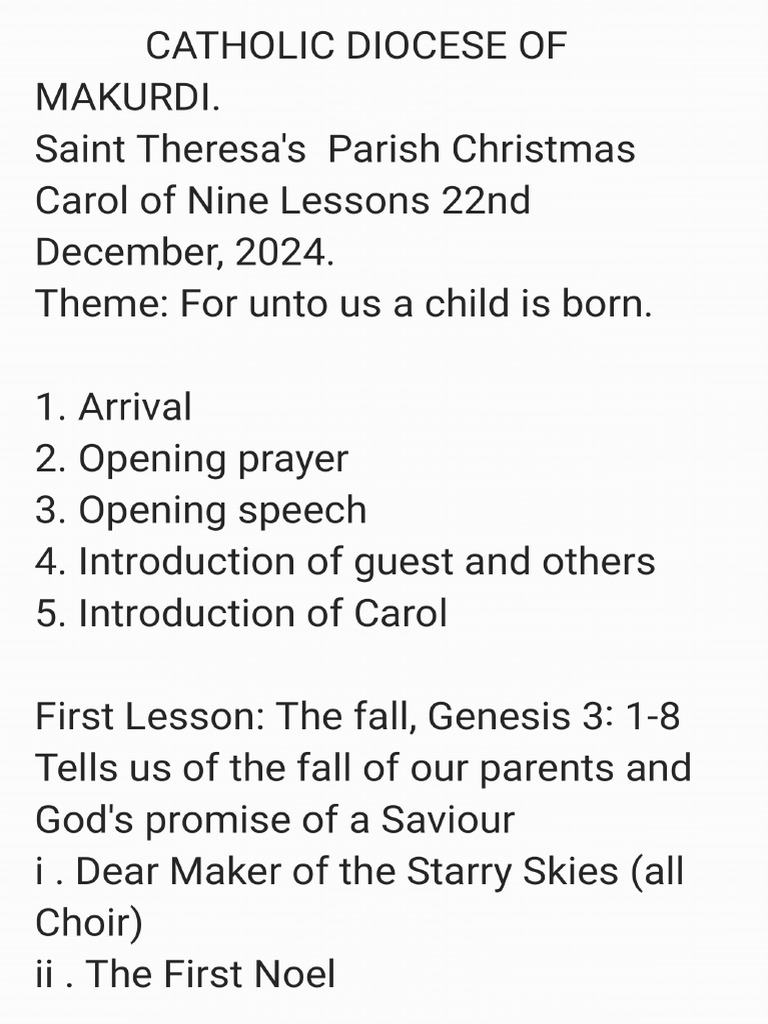 Carol Programme of Nine Lessons 2024 - 241214 - 171022 | PDF
