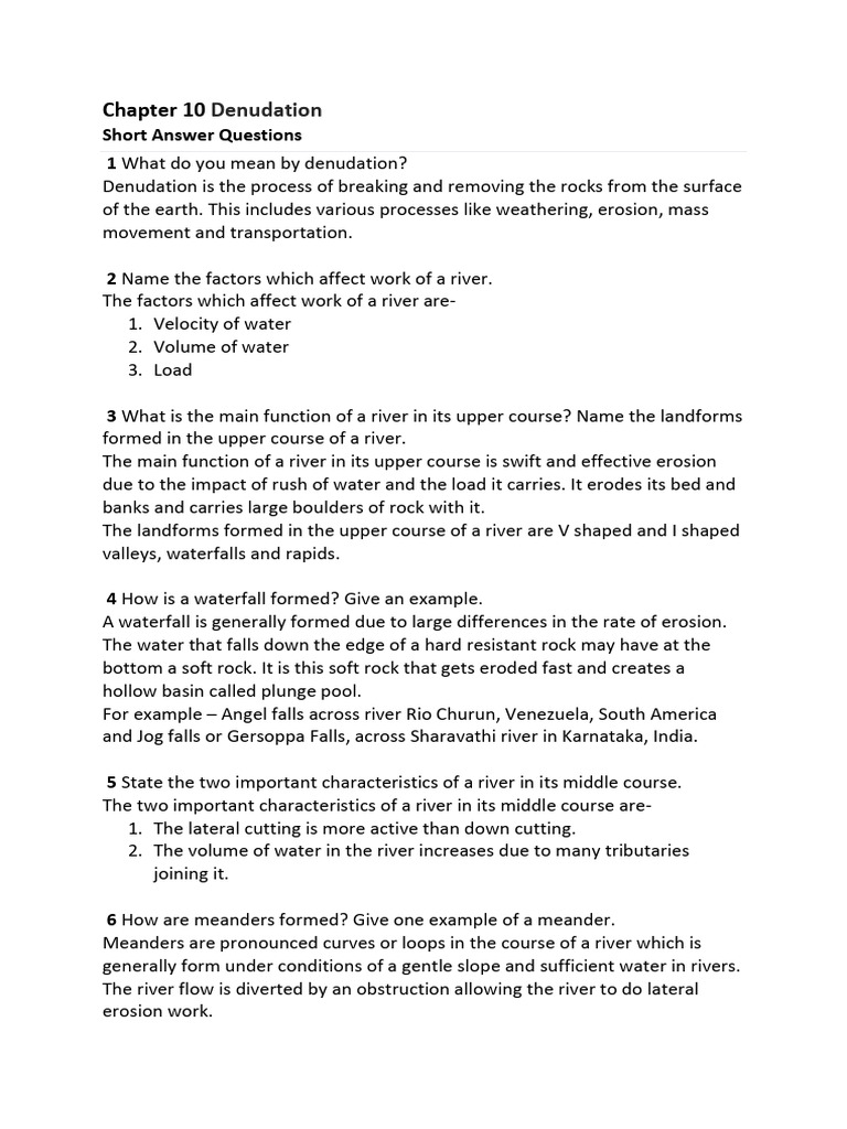 Understanding Denudation Processes | PDF | Erosion | River