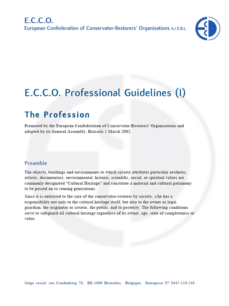 ECCO_professional_guidelines_I (1) | PDF | Cultural Heritage