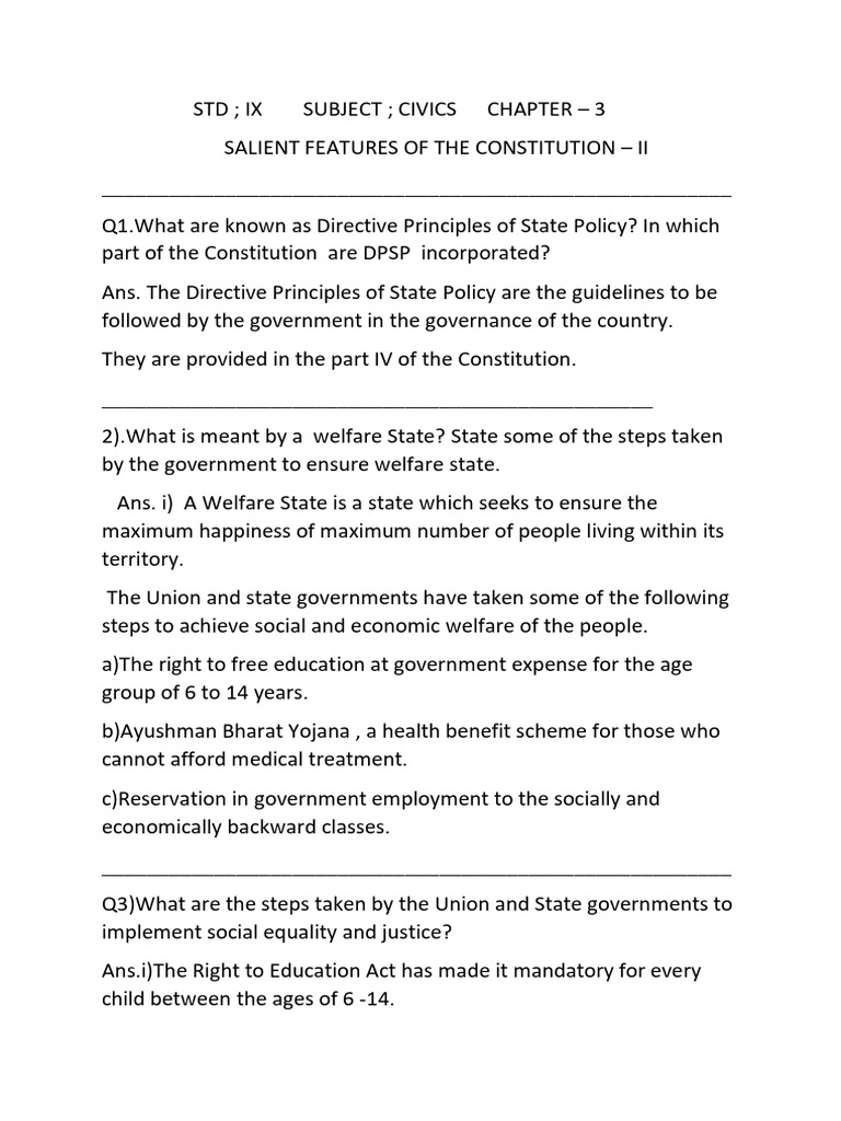 DPSP Chapter 3 Notes | PDF | Government | Justice