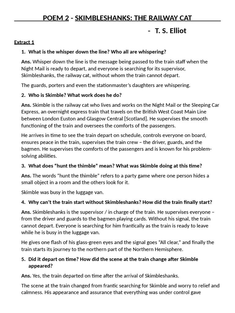 Poem Skimbleshanks | PDF | Train