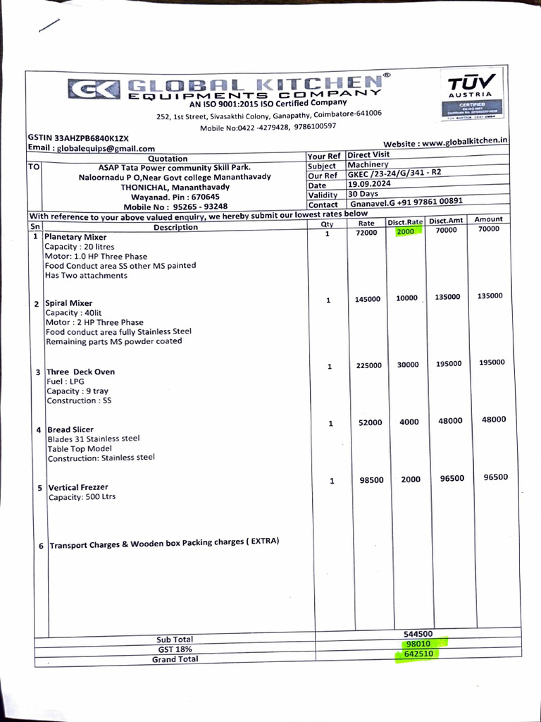 Major Equipments For Bakery Course | PDF