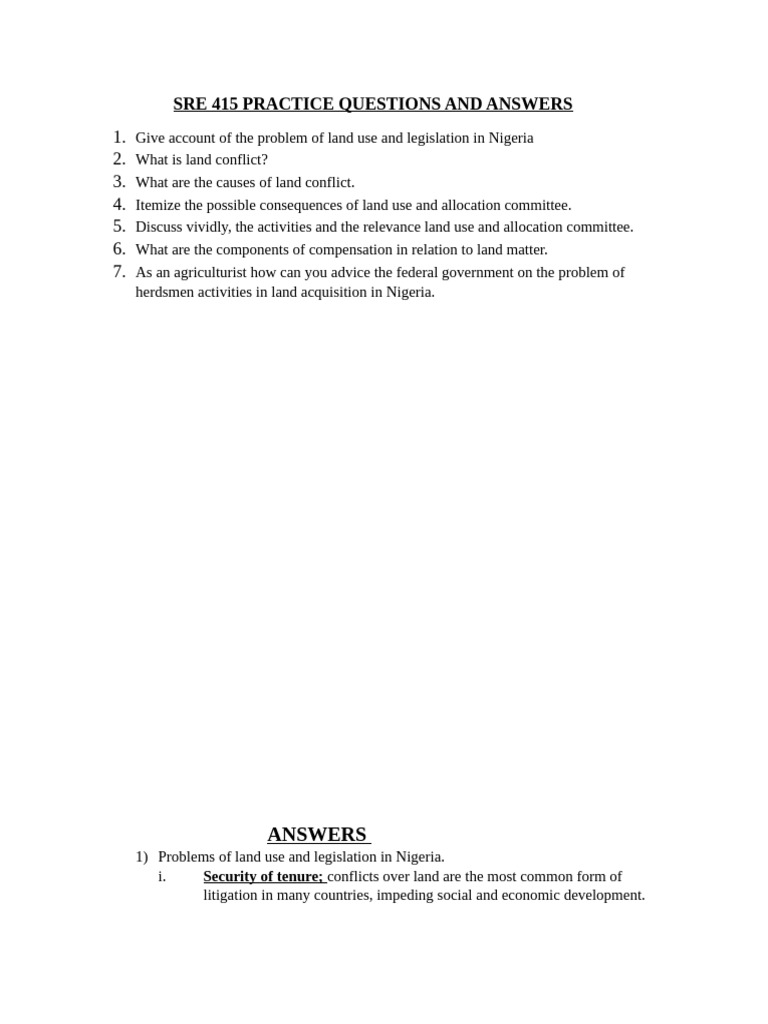 SRE 415 PRACTICE QUESTIONS AND ANSWER1 | PDF | Economies