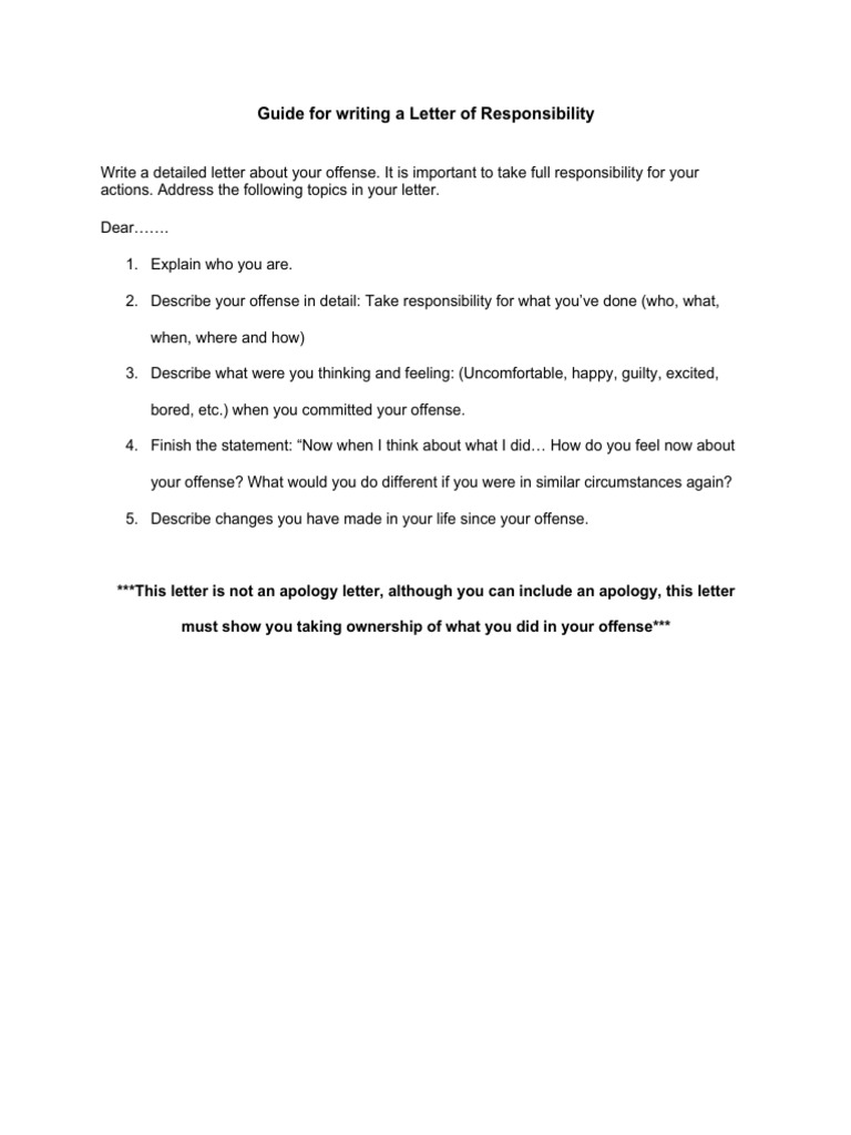 Writing a Letter of Responsibility | PDF