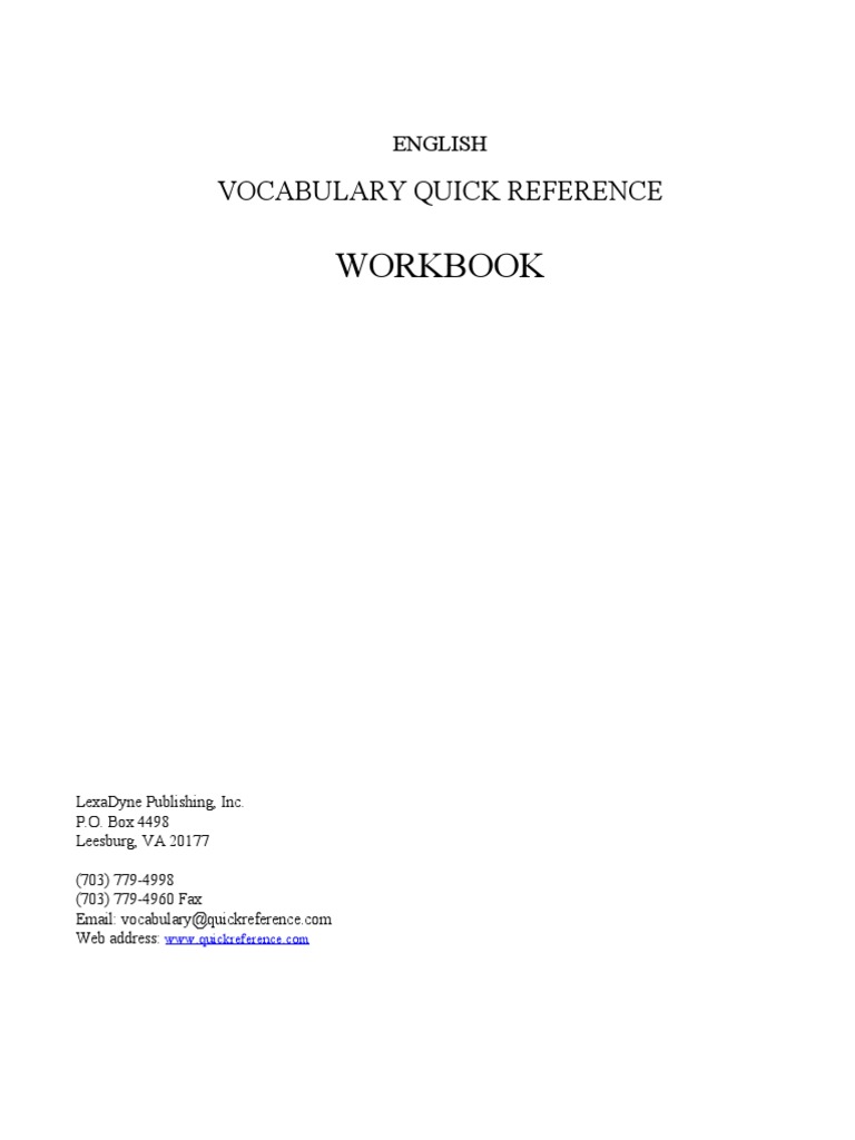 English Vocabulary Quick Reference Dictionary Arranged Word Root ...