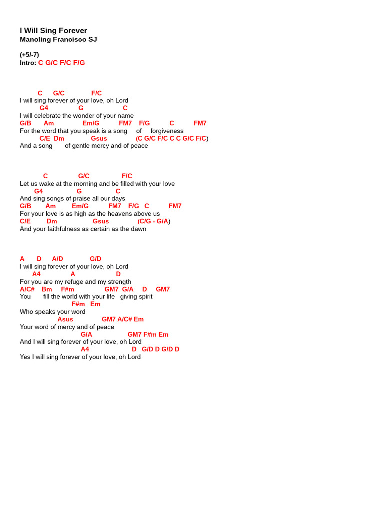 I Will Sing Forever - Manoling Francisco SJ | PDF