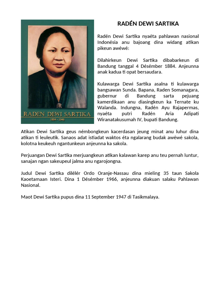 Radén Dewi Sartika | PDF