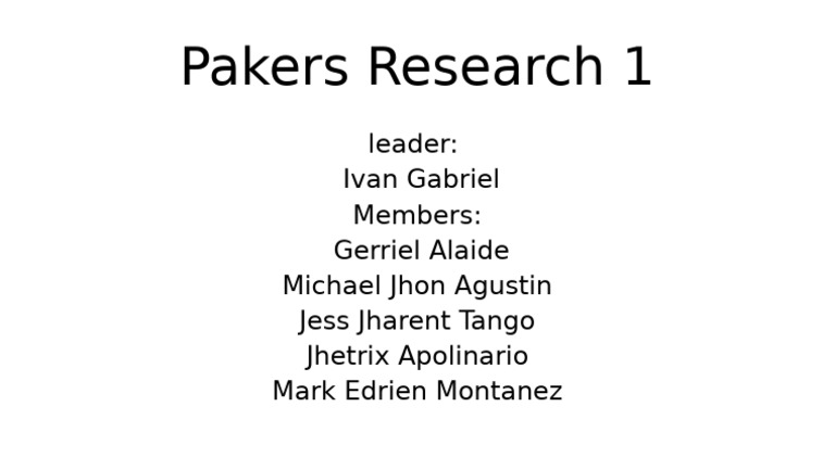 Pakers Research 1 | PDF