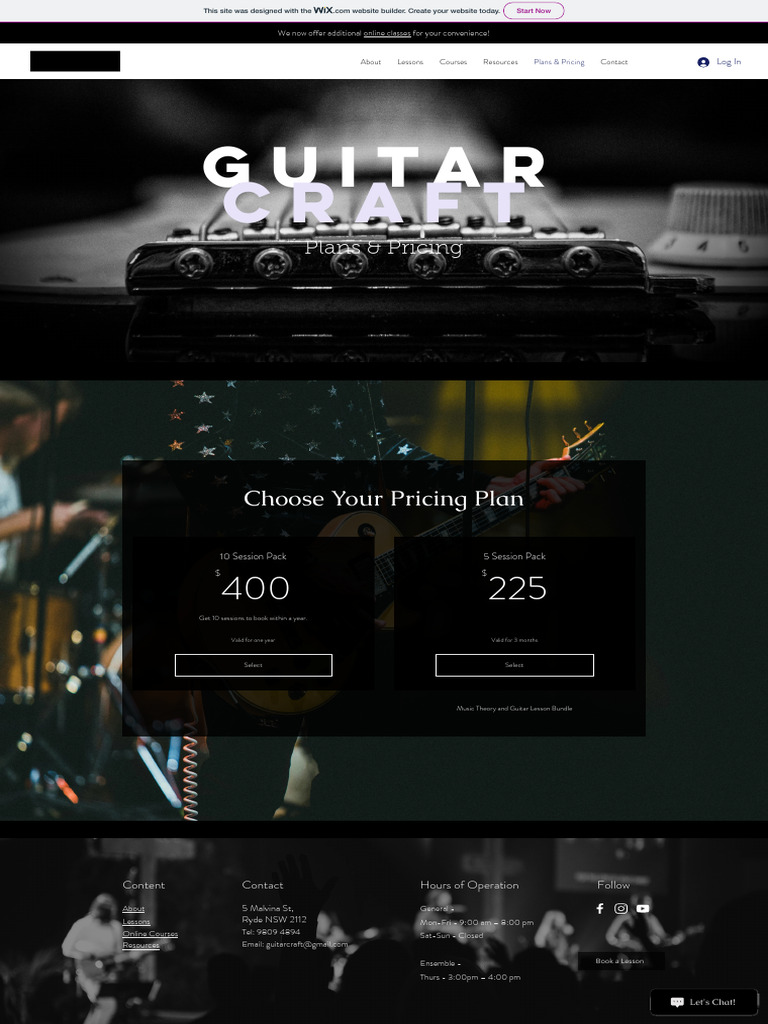 Design Technology - GuitarCraft Website - Plans & Pricing Page | PDF