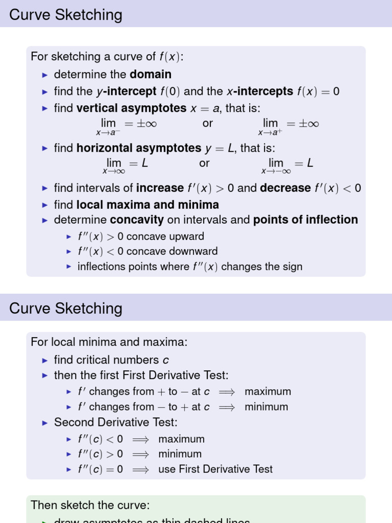 Curve Sketching Techniques and Examples | PDF | Asymptote | Calculus